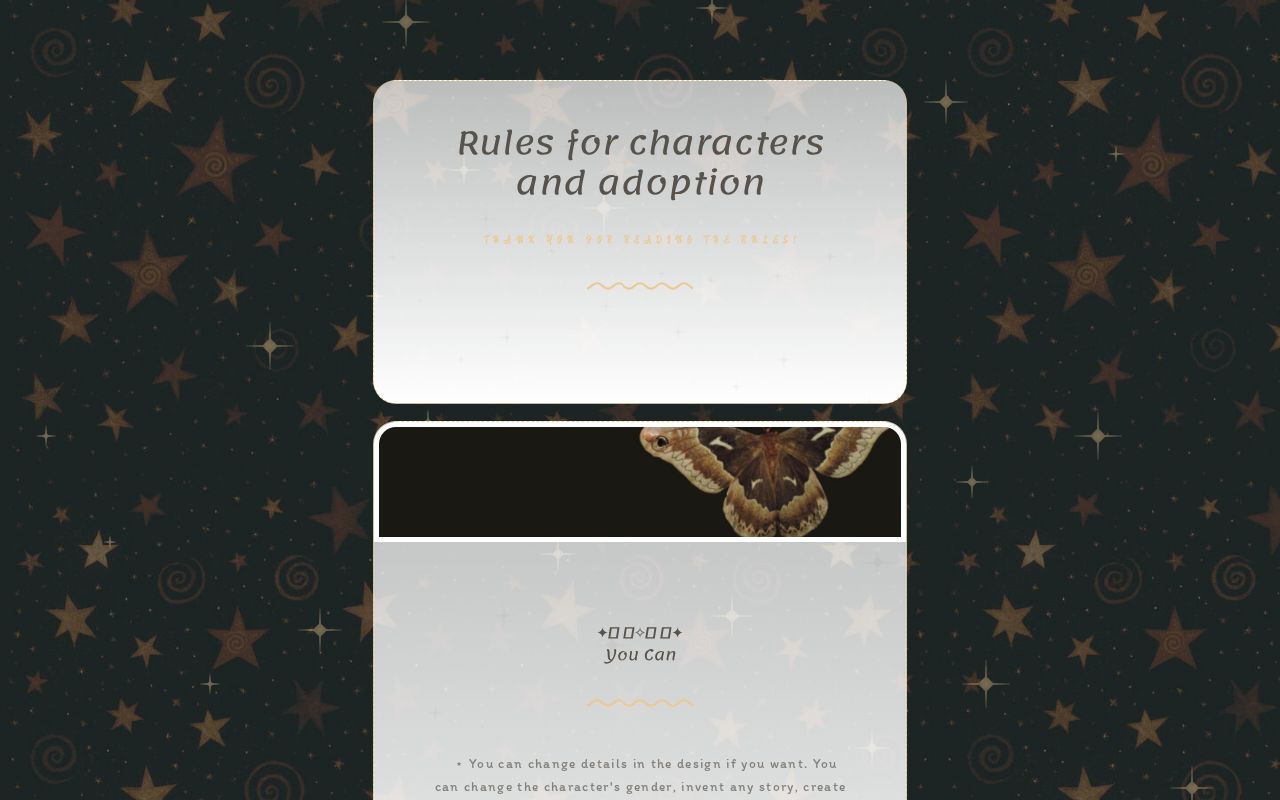 Rules for characters and adoption